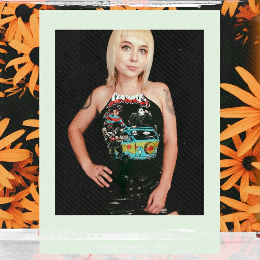 Slashers Horror Halter Tied Sides Cut Tshirt Top - Gem